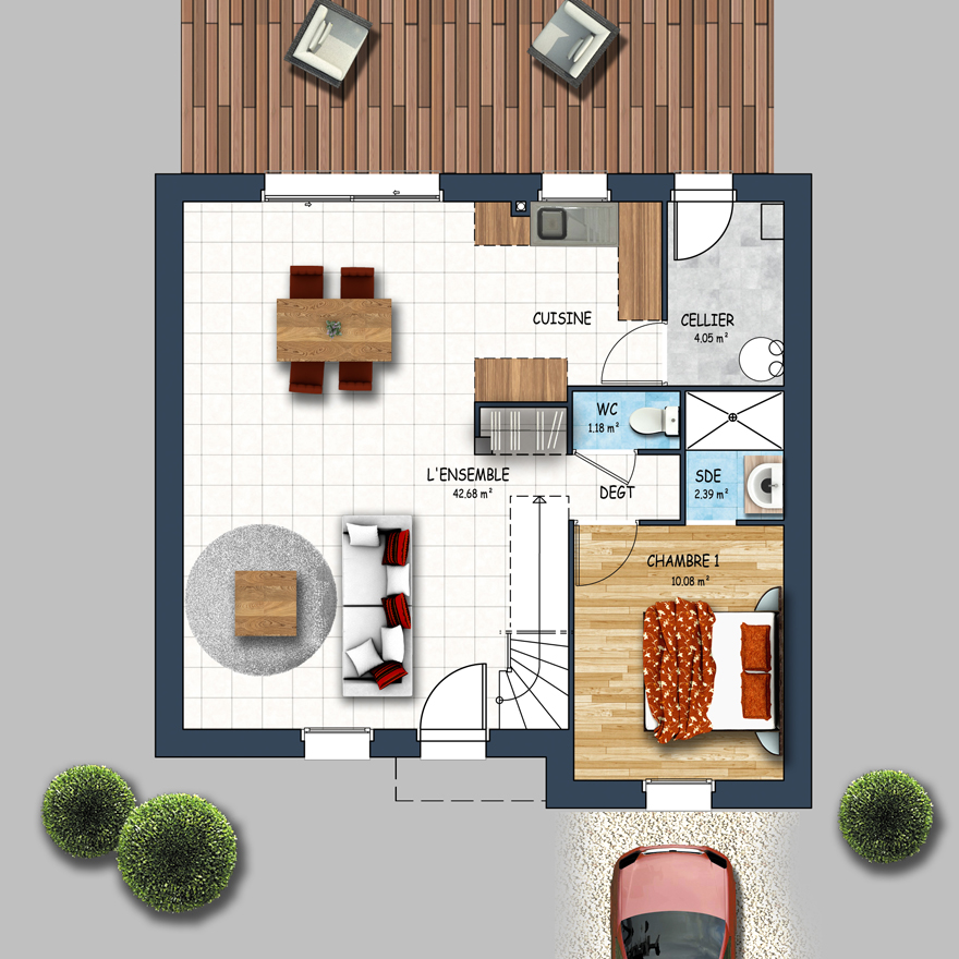 Plan De Maison Avec 1 Chambre Au Rdc | Ventana Blog
